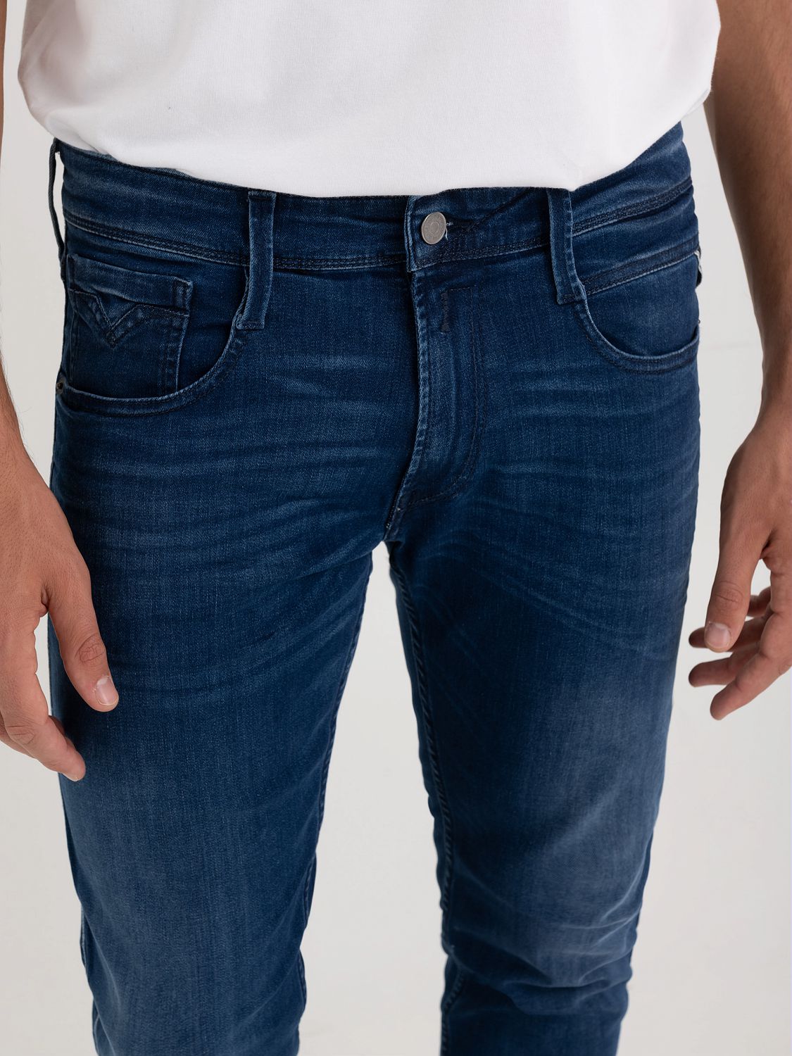 Medium Blue 10 OZ Dark Indigo Power Stretch Denim Anbass Slim-Fit Jeans ...